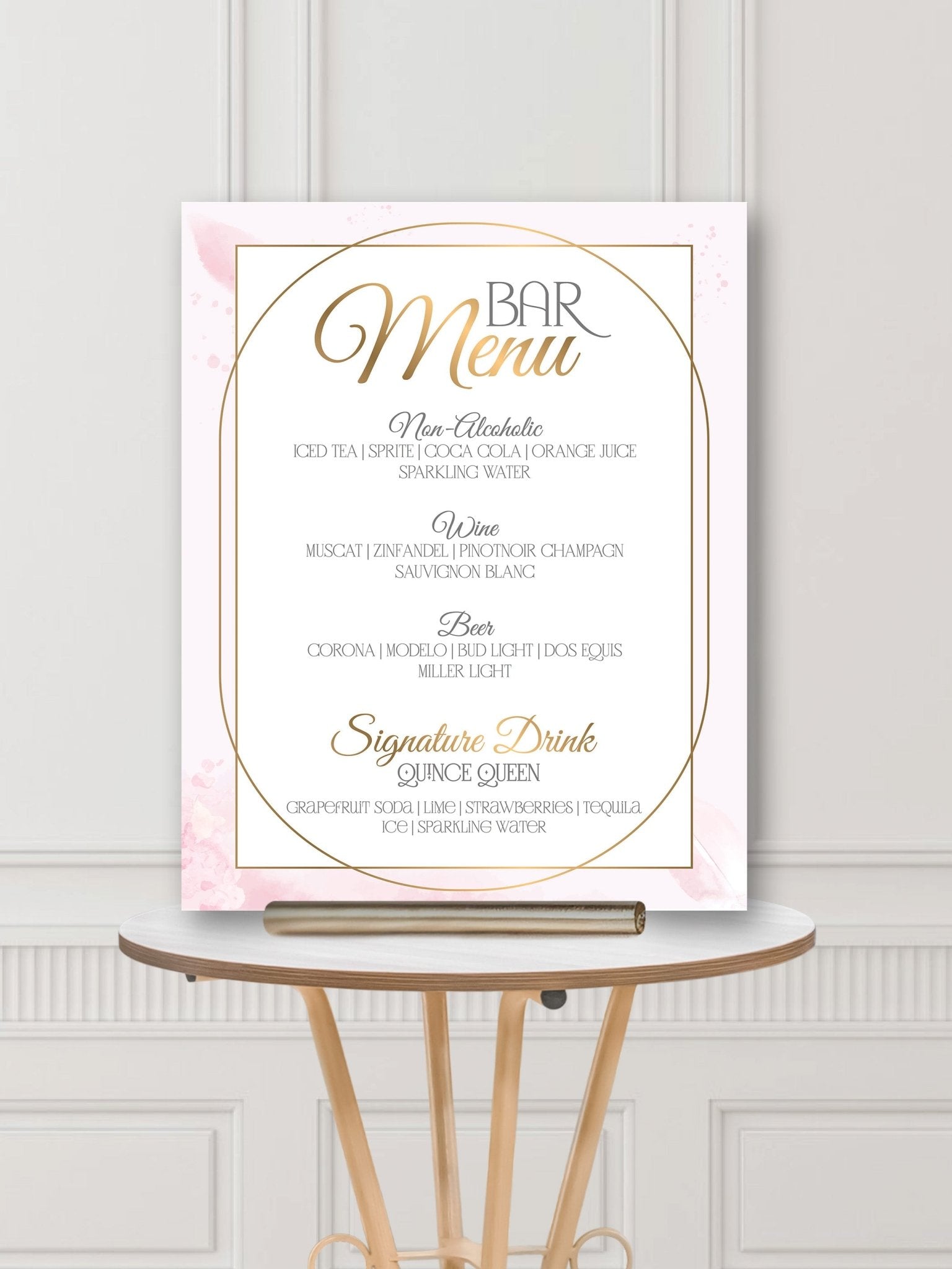 Quinceanera Bar Menu Sign: Mis Quince Custom Bar Menu Sign – JJ's Party ...