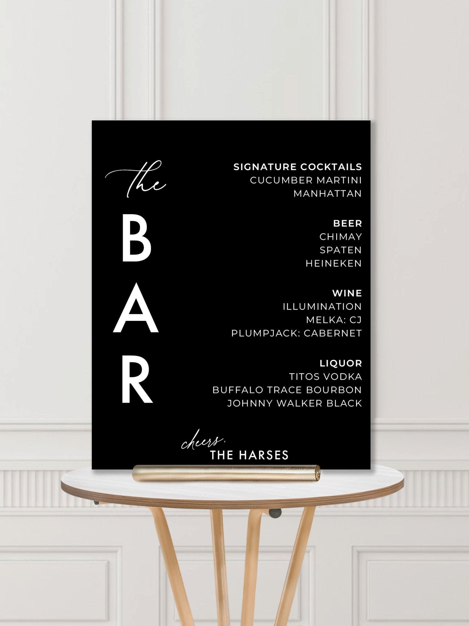 Wedding Bar Sign: The Bar Vertical Minimalist Wedding Bar Sign – JJ's ...