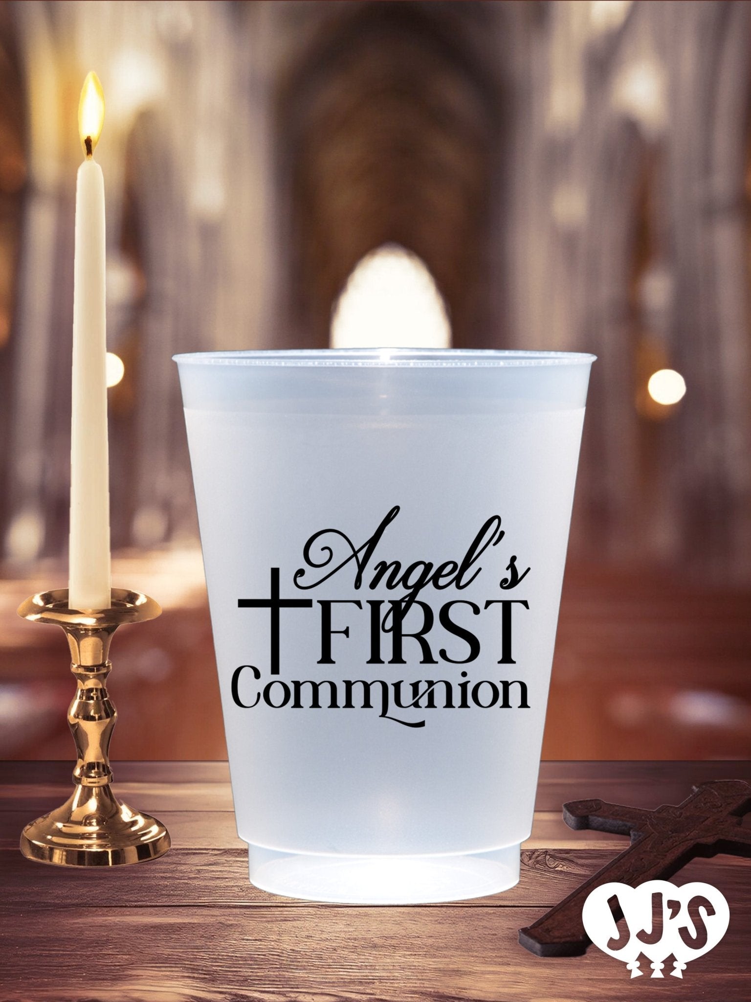 Holy Cross Communion Personalized Frosted Plastic Cups – JJ's Party House