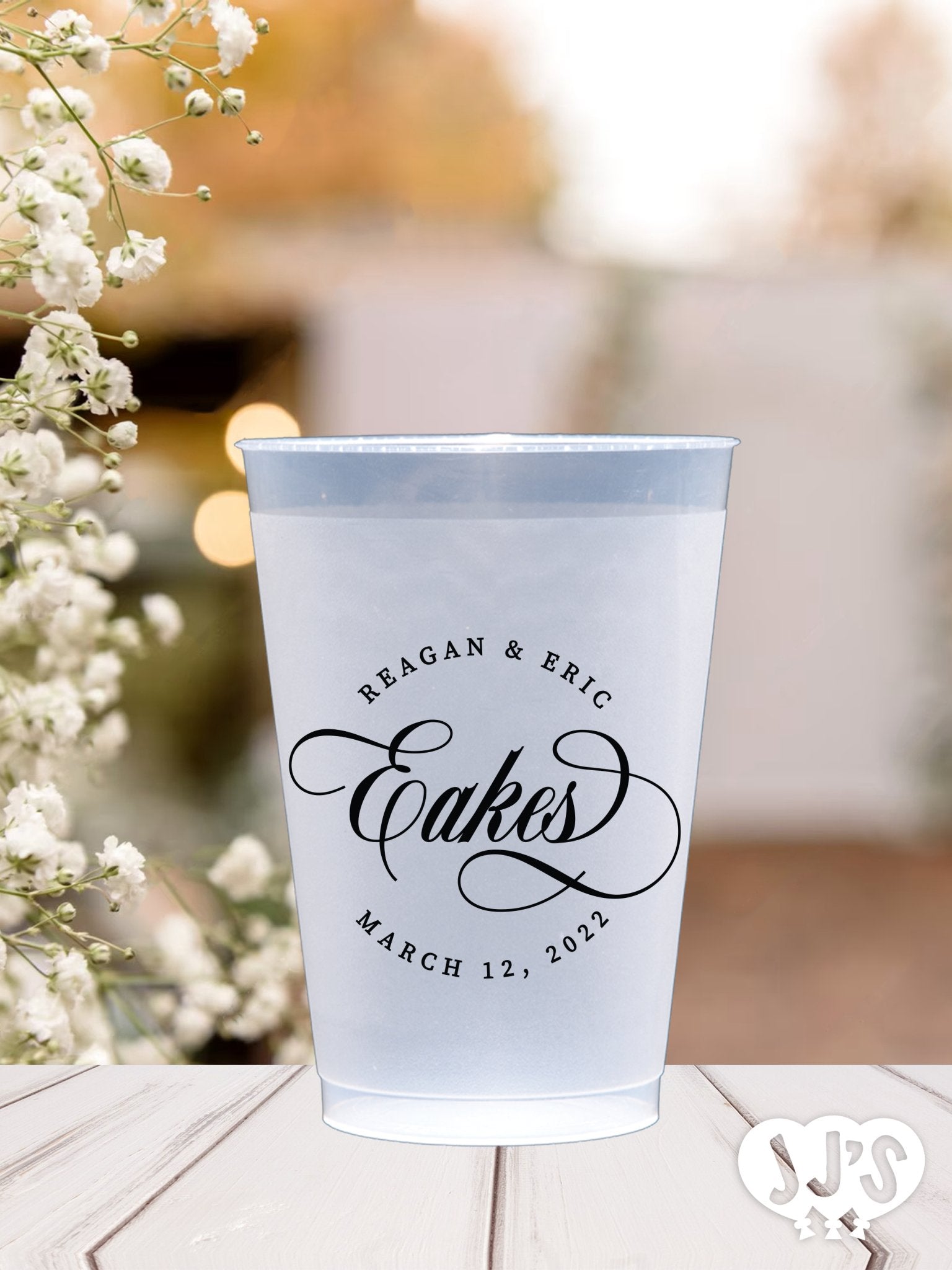 Modern Elegant Circle Custom Frosted Wedding Cups – JJ's Party House