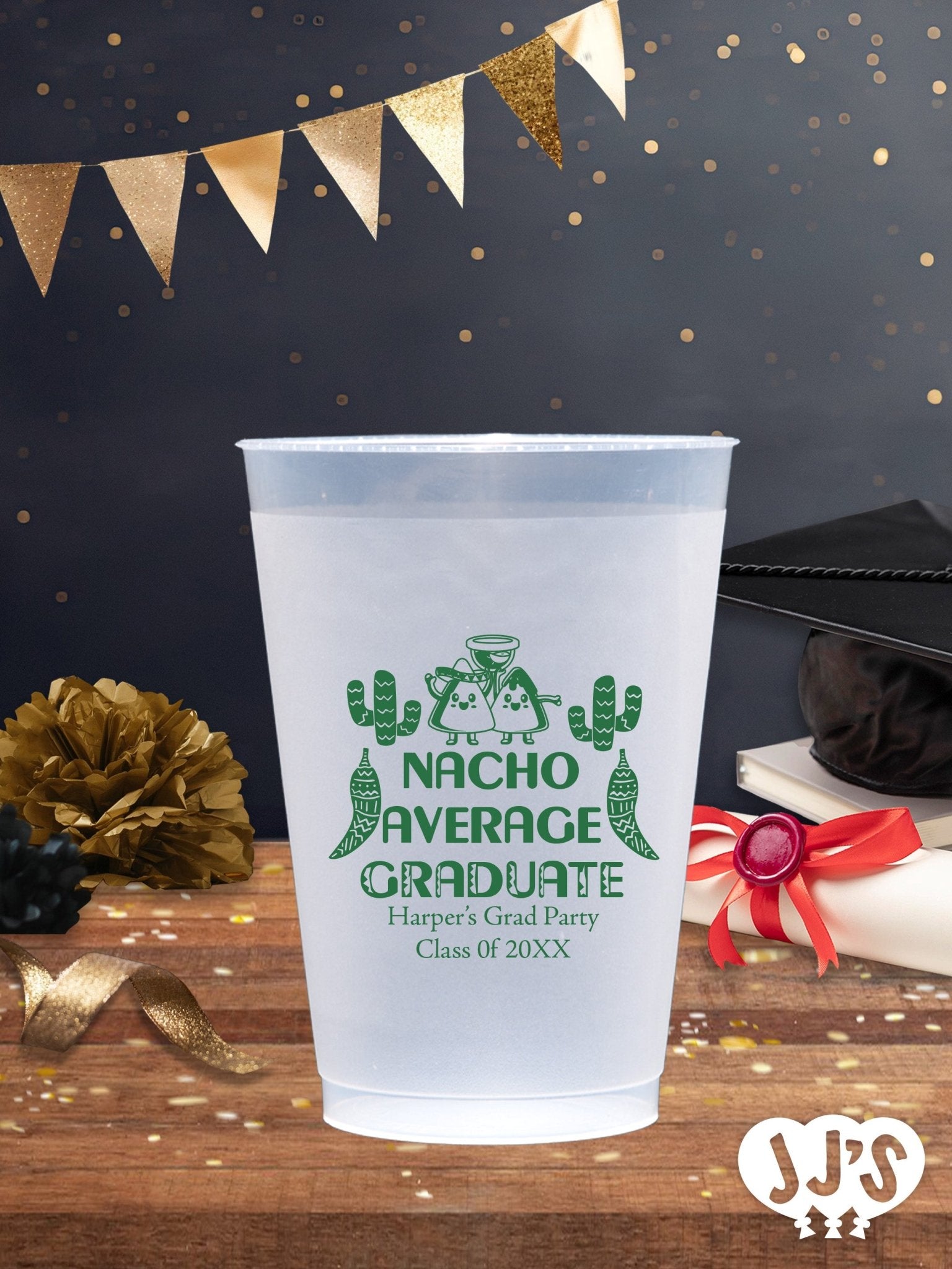 Nacho Average Grad Party Personalized Graduation Frosted Cups – JJ's ...